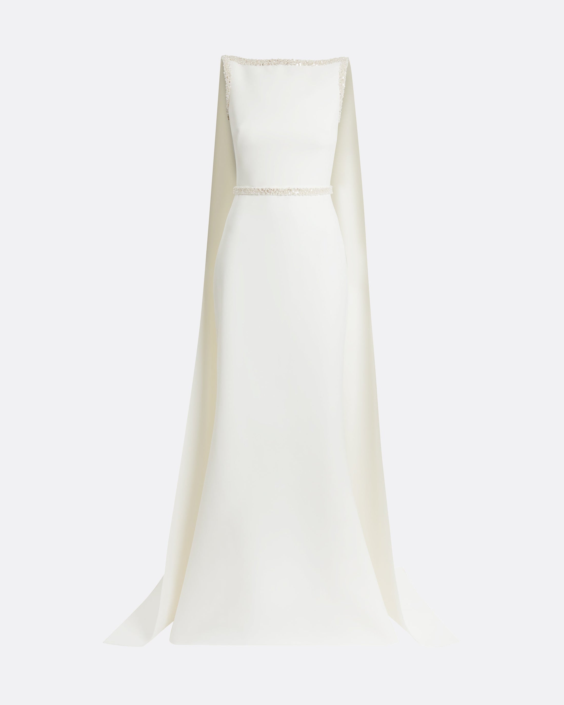 Ginevra Ivory Long Dress With Embroidered Belt – Maison Safiyaa USA