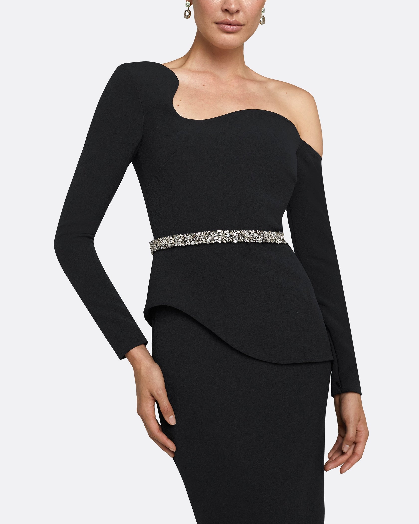 Constanza Black Midi Dress With Embroidered Belt – Maison Safiyaa USA